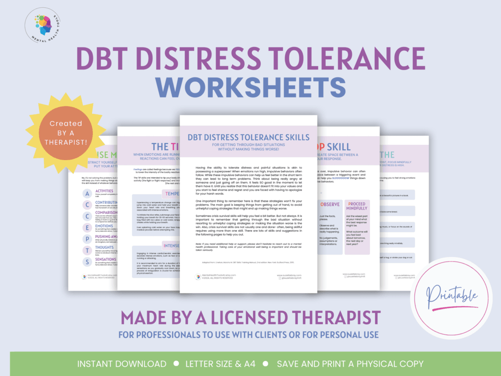 DBT Distress Tolerance Handouts Crisis Survival Skills | Suzette Bray, LMFT