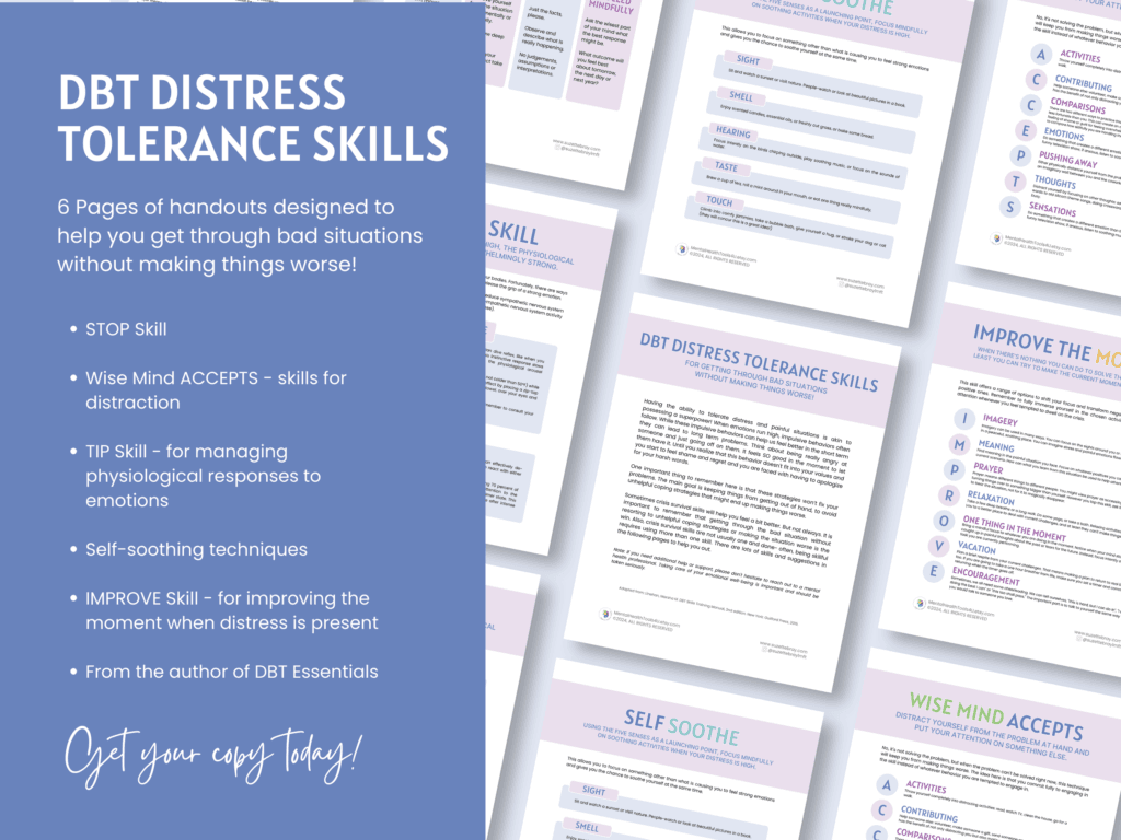 DBT Distress Tolerance Handouts Crisis Survival Skills | Suzette Bray, LMFT