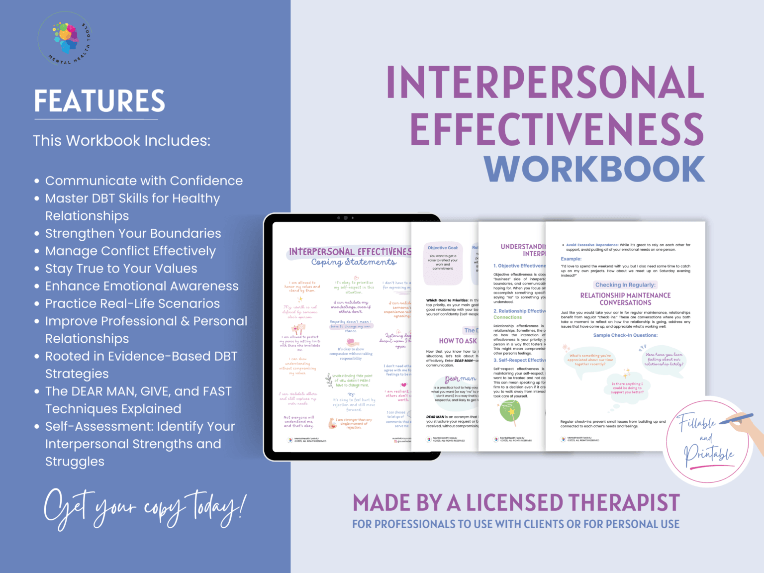 DBT Skills for Communication Interpersonal Effectiveness Workbook ...