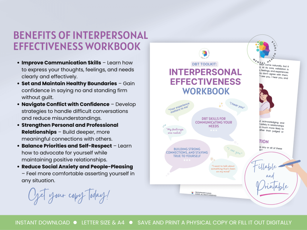 DBT Skills for Communication Interpersonal Effectiveness Workbook ...